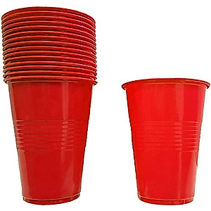 Set of 64 Pink Disposable Plastic Party Cups! 4 Hot Colors - 16oz Cups - Perfect For Parties, BBQ's, or Regular Use! (Red)