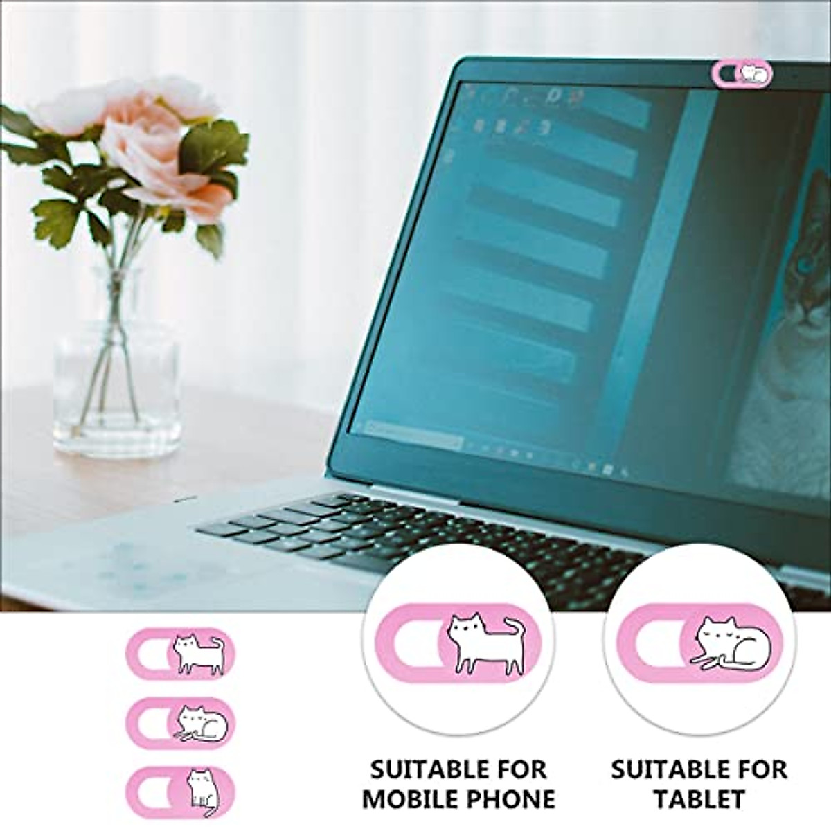 Mobestech Camera Protector USB Camera 3pcs Webcam Cover Smartphone Cover Webcam Cover Slide Camera Cover Slide Blocker Slide Adorable Cat Computer Camera Laptop Camera Slide Blocker