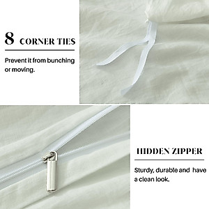 CozyDH 100% Linen Duvet Cover Set King Size, 3 Pieces Belgian Flax Breathable Bedding Set, 1 Linen Comforter Cover + 2 Pillowshams with Zipper Closure 8 Ties (King, Linen)