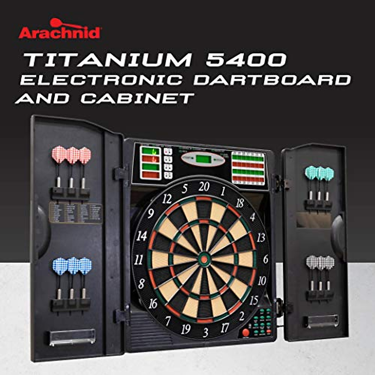 Arachnid Titanium 5400 Electronic Dartboard and Cabinet, Black