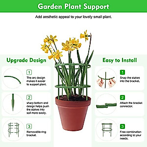 12 Pieces Plant Support Stakes,Plant Support Cage for Indoor Plants,Green Half Round Plant Support, Plant Support Ring for Peony, Rose, Tomato,Plant Holder Flower Pot Climbing Trellis for Small Plants