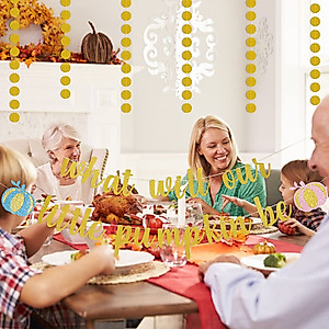 Gold Glitter What Will Our Little Pumpkin Be Banner Little Pumpkin Baby Shower Banner, Little Pumpkin Gender Reveal Banner for Fall Little Pumpkin Baby Shower Decorations