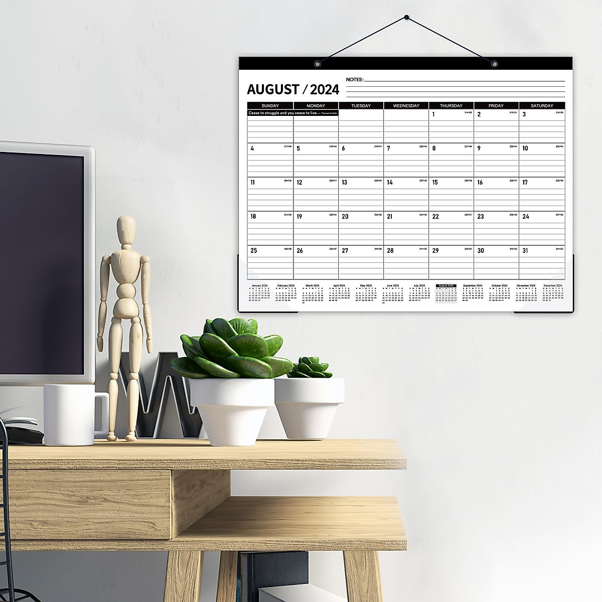 2023 Desk Calendar - Large Desk Calendar 2023-2024, 22" x 17", Jan 2023 – Jun 2024, 18 Monthly Desk/Wall Calendar 2-in-1, Thick Paper, Corner Protector, Desk Pad, Large Ruled Blocks - Classic Black