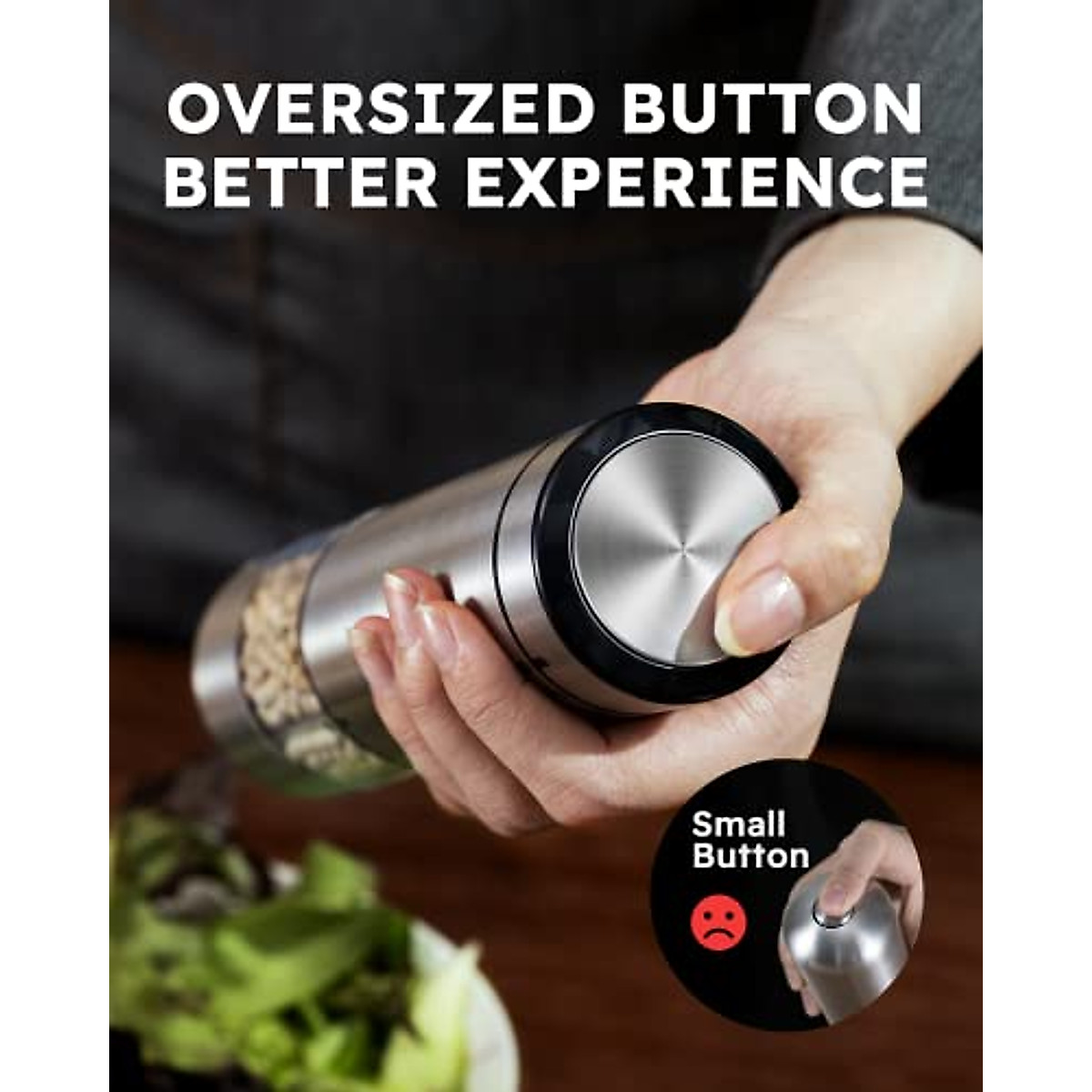 FORLIM Electric Salt and Pepper Grinder Set, Automatic Salt and Pepper Grinder Set, One Handed Operation Refillable Mill with Light, Adjustable Coarseness - 2 Mills