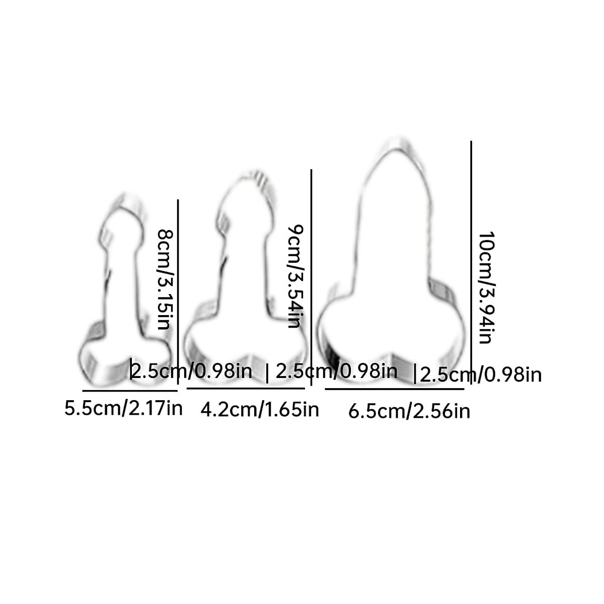 Cookie Cutters Set Stainless Steel Biscuit Fondant Baking Mold DIY Penis Pastry Cutters 3PCS