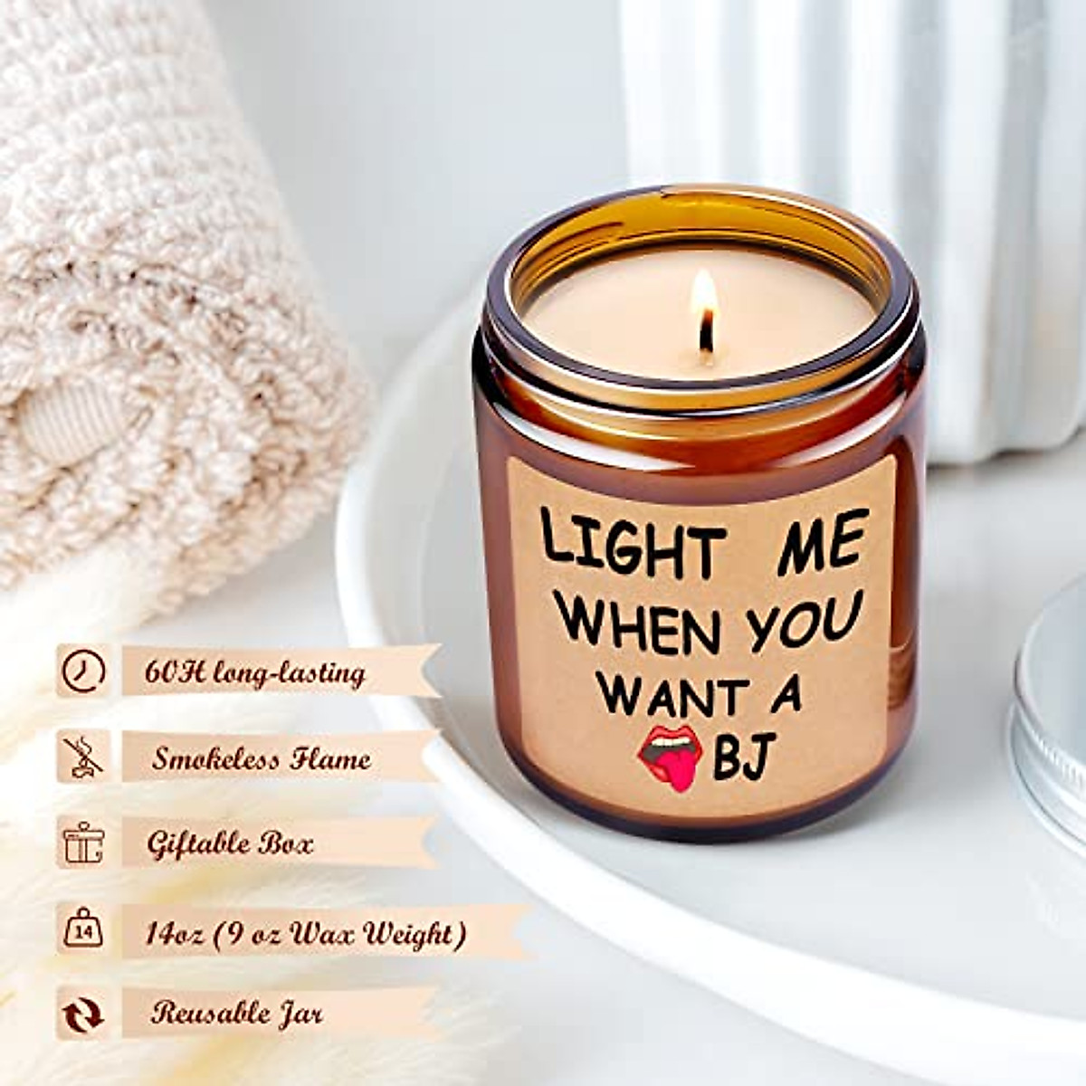 Birthday Gifts for Men - Light Me When You Want A BJ Candle - Anniversary Romantic Gifts for Him - Birthday Funny Gift for Men Husband - Candles Gifts for Men Him