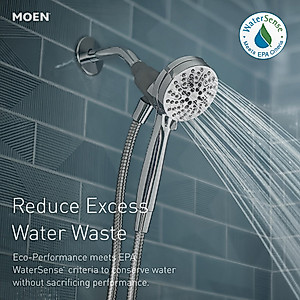Moen Chrome Engage Magnetix 3.5-Inch Six-Function Eco-Performance Handheld Showerhead with Magnetic Docking System, Removable Shower Head with Metal Hose, 26100EP