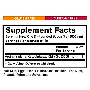 Olympian Labs PSN A-AKG Powder for Men's Health, Energy & Sports Nutrition Performance, 80 Servings, 240 Gram Jar