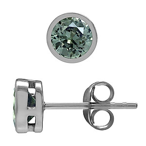 Silvershake Petite 5 mm Round Created Color Change Alexandrite 925 Sterling Silver Bezel Set Stud Earrings
