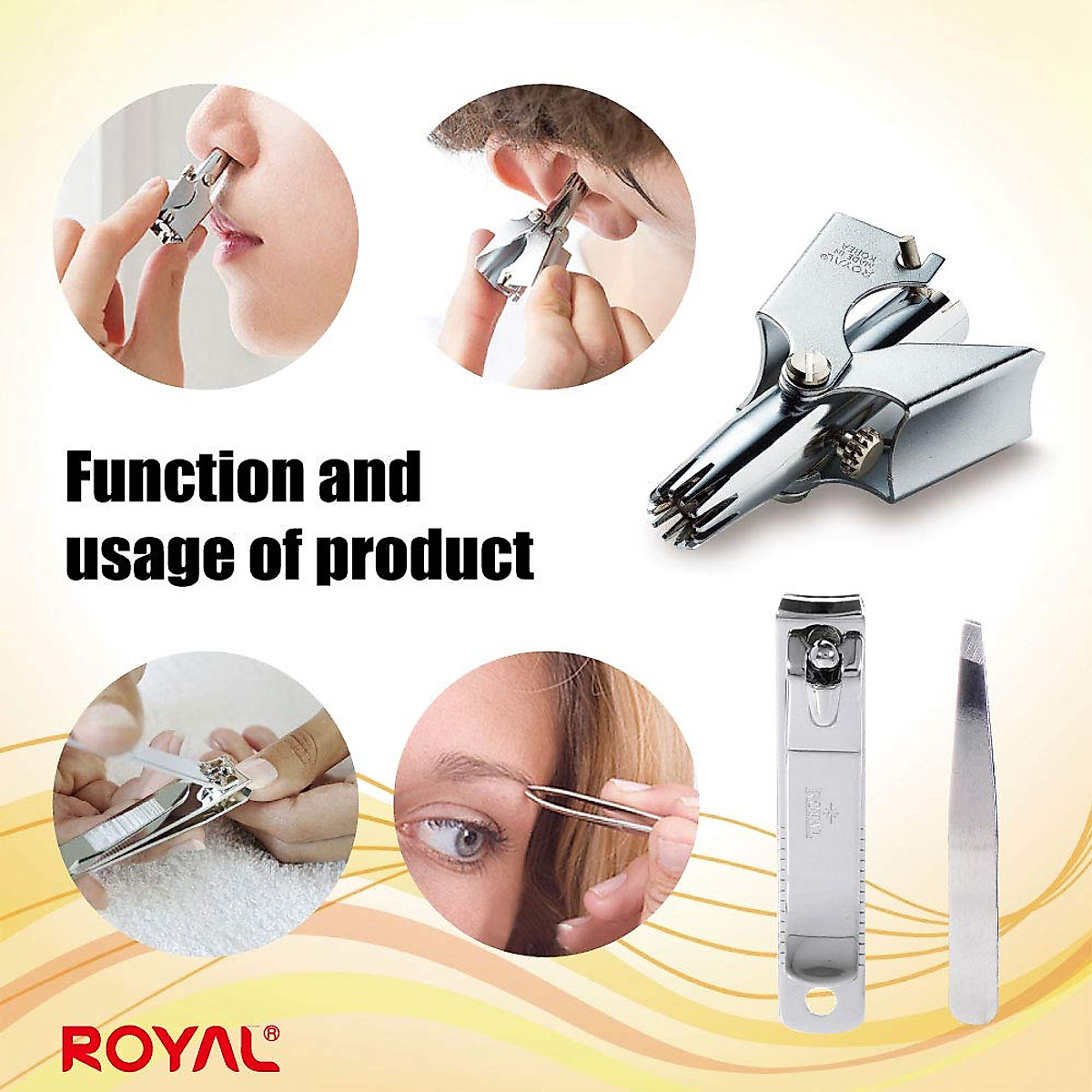 [Made in Korea] Nose Hair Trimmer for Men Set,Birdie Set, with Nail Clippers and Tweezers, Manual, Battery-Free, Waterproof, Painless, Patented Mechanism RET-4