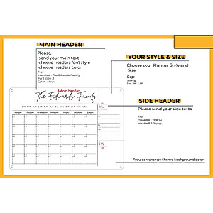 PERSONALIZED Premium Family Name Acrylic Calendar for Wall - Customized Acrylic Wall Calendar - Dry Erase Board Monthly Family Planner - Design by Yourself - Custom Acrylic Wall Calendar