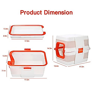 LilMonster Travel Litter Box for Cats, Open Cat Litter Box Foldable for Kittens/Senior/Handicapped Cats, Covered Cat Toilet, Multifunctional Litter Pan for Travel, Standard Size, Orange, 2 Pack