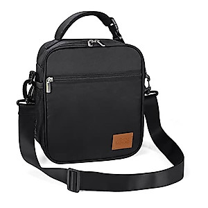 Moyad Lunch Box for Men Women - Reusable Slim Lunch Bag with Shoulder Strap Insulated Lunchbox Loncheras Para Hombres - Black