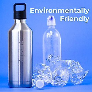 Tepist ThirtyO 30oz Stainless Steel Bottle Compatible with Sodastream Machines – Silver - Vacuum Sealed - Double Walled - Leak-Proof - Easy to Carry - Reusable Bottle