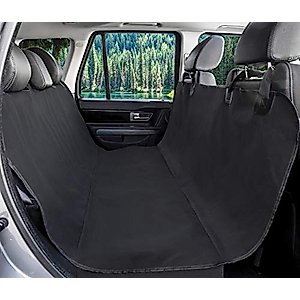 BarksBar Original Pet Seat Cover for Cars - Black, WaterProof & Hammock Convertible (Standard, Black)