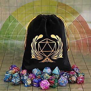 Coyeekn DND Dice Set, 7 x 7 Sets (49 Pieces) Glitter Polyhedral Dice for Dungeons & Dragons RPG MTG DND Tabletop Game with 1 Pouch