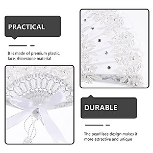 FOMIYES Lace Peal Fan Folding Hand Fans Wedding Bride Fan Dance Fan Decorative for Performance Wedding Dancing Church Party