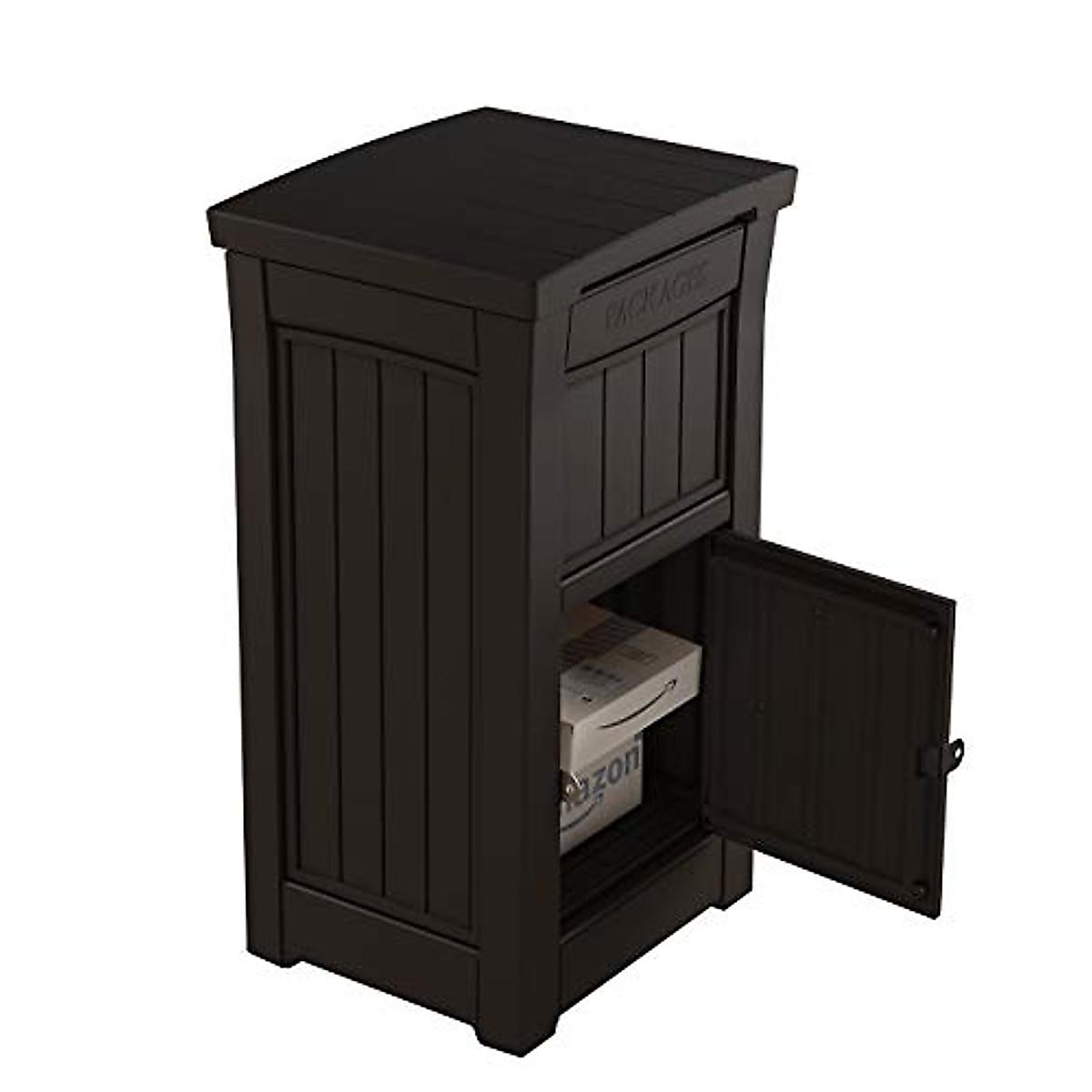Keter Package Delivery Box for Porch with Lockable Secure Storage Compartment to Keep Packages Safe, Brown