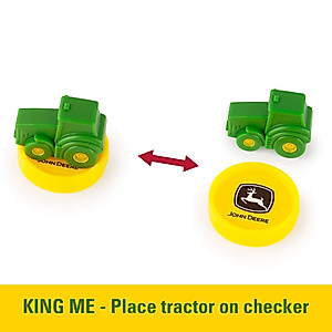 John Deere Checkers Board Game - Includes Themed Folding Board, Checkers, and Collectible Tractor Kings - Collectible Farm Toys and Strategy Games - Ages 6 Years and Up