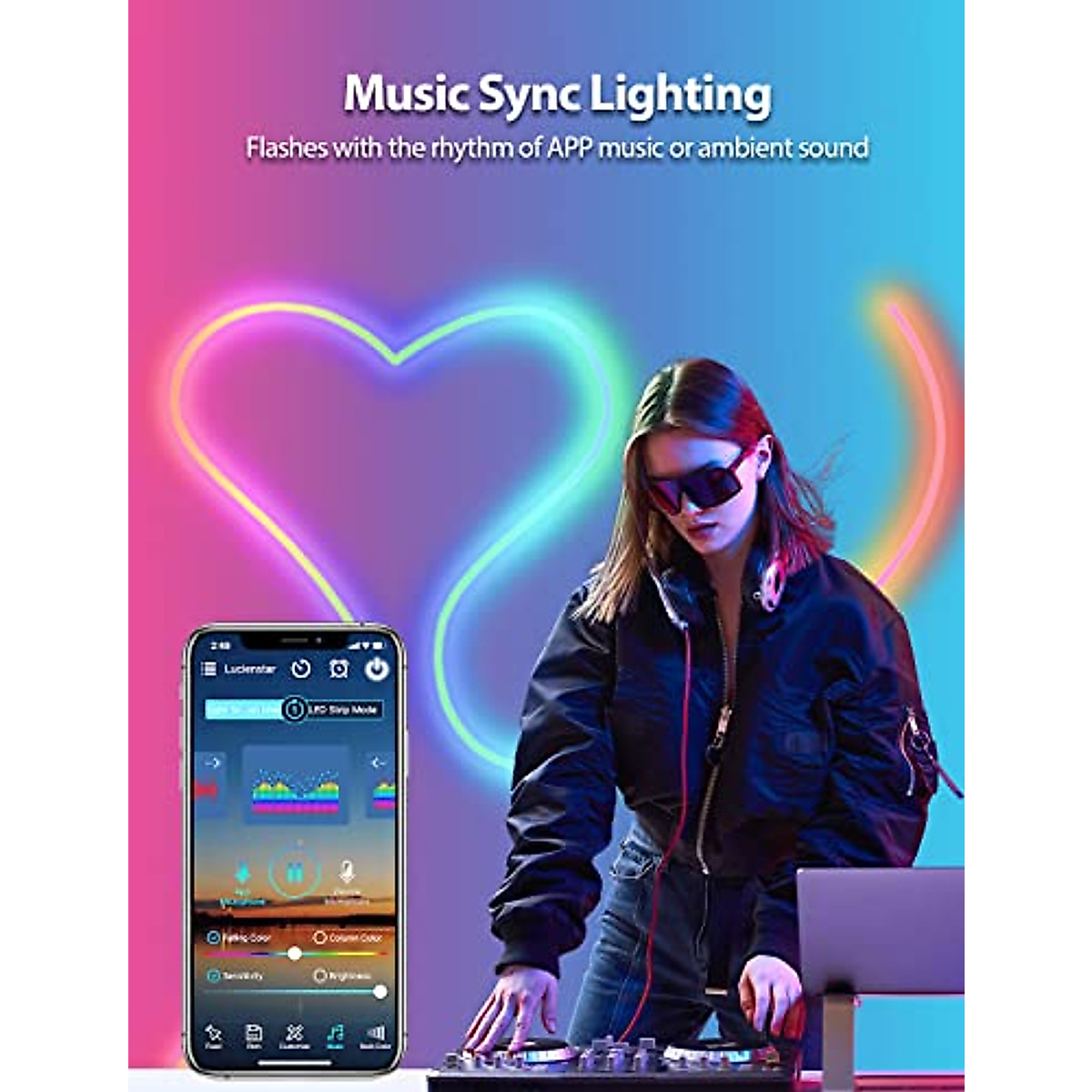 Lucienstar Neon Rope Lights, 10ft/3m RGB+IC Neon Light with Music Sync Smart App, 16 Million DIY Colors, Works with Alexa, Google Assistant, LED Strip Lights for Bedroom, Living Room, Gaming Room