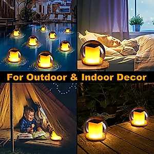 Floating Pool Lights,Solar Powered LED Flame Lights Flickering with Remote Control for Swimming Pool,IP68 Waterproof Outdoor Lantern Landscape Decoration Lights for Pool,Pond,Hot tub,Party,Garden