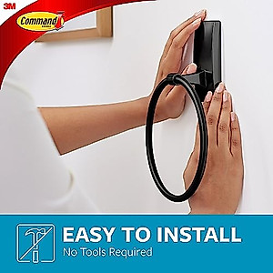 Command Hand Towel Holder Matte Black with Water Resistant Command Strips, Rust Resistant Bathroom Organizer, Holds up to 5 lbs