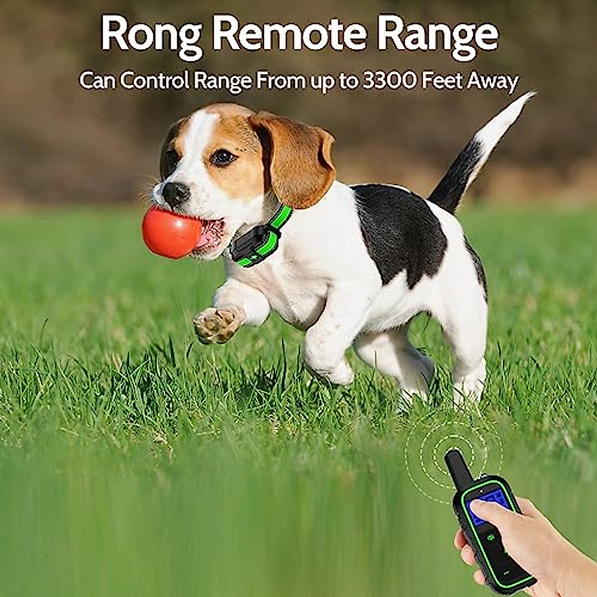 DogStop Dog Training Collar Electric Dog Shock Collar with 4 Training Modes and Waterproof Rechargeable Remote Range 3300Ft for Large Medium Small Dogs (Green)