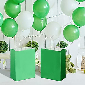 50 Pcs Green Gift Bags 6 x 8.2 x 3.1 Inches St. Patrick's Day Medium Green Paper Bags with Handles Kraft Paper Shopping Bags Gift Wrap Bags Green Party Favor Bag for Wedding Birthday Retail Supplies