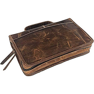 Leather Bible Cover Book Cover Planner Cover with Handle and Back Pocket