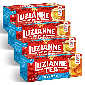 Luzianne Cold Brew Tea for Iced Tea (Pack of 4) 4.35 oz Size - That's 88 Tea Bags Total!