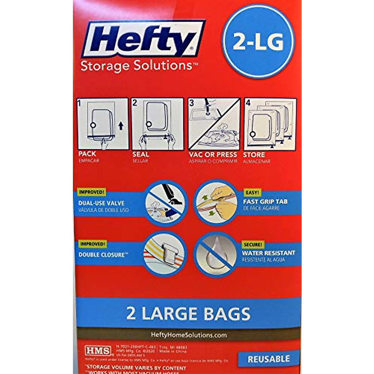 Hefty Vacuum Seal SHRINK-PAK BAG , 34" x 22", 2 Large Bags (Large)