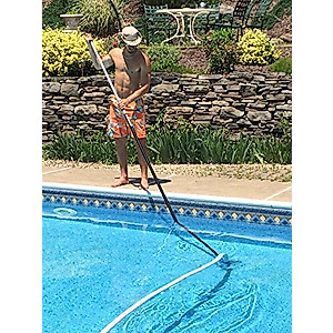 JED Pool Tools 50-560-16 Professional Deluxe Anodized Telescopic Pole, 16-Feet,Black and Silver