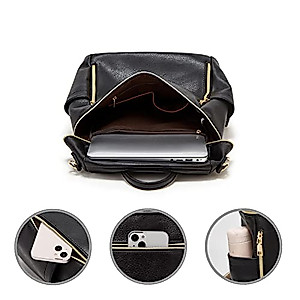Makes Backpack Purse for Women, PU Leather Travel Satchel Handbag, Convertible Design Bag with Purse, 2 Piece(Black)