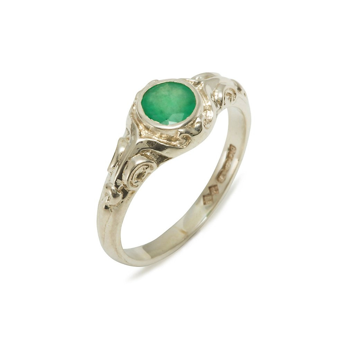 925 Sterling Silver Real Genuine Emerald Womens Anniversary Ring - Size 8