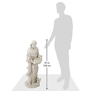 Design Toscano KY1299 Nature's Nurturer Saint Francis Garden Statue Birdfeeder, Large 37 Inch, Antique Stone