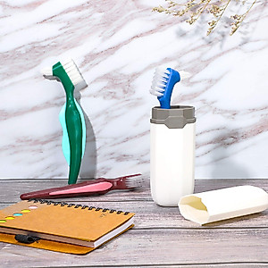 WILLBOND 6 Pieces Denture Brushes Cleaning Hard Denture Toothbrush Retainer Brush with White Carrying Case for False Teeth Cleaning(Red, Green and Blue)