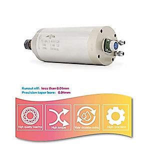 RATTMMOTOR CNC Spindle Motor, 3KW Water Cooled Spindle Motor 220V 12A ER20 Spindle 4-Bearings 100mm Spindle Motor 400HZ 3-Phase for CNC Router Engraving Milling Machine