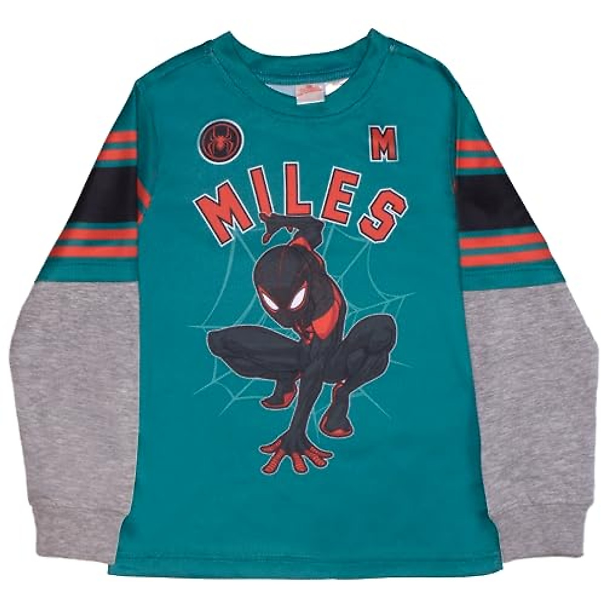 Marvel Superheroes Avengers and Spider-Man 2-Piece Set, Boys Long Sleeve Active Mesh T-Shirt & Pants 2-Pack Bundle Set (Size 14/16, Turquoise)