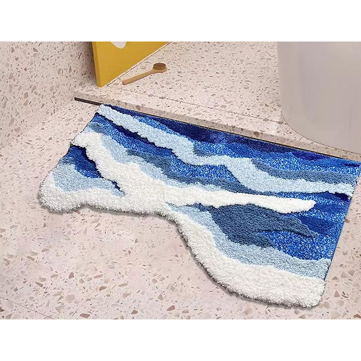 ZYLG Wave Shape Furry Bedroom Rug, Fluffy Area Rug, Girls, Boys, Children's Room, Nursery Rugs Home Decor,Bathroom Rug (19.7x47.2 in)