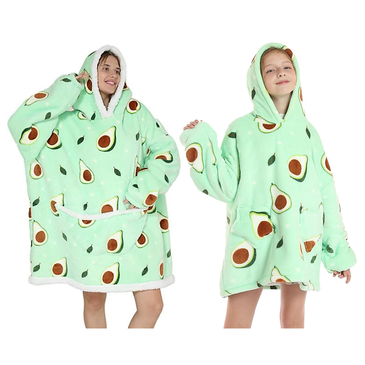 Shamdon Home Collection Wearable Blanket Hoodie,Oversized Sherpa Fleece Sweatshirt Blanket with Giant Hood Pocket and Sleeves for Kids,Gifts for Girls Boys