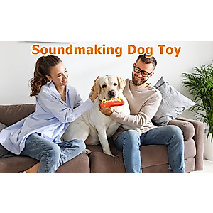 PLNRLOVELY 1PCS Dog Chew Squeaky Toys for Aggressive Chewers,Non-Toxic Tough Durable Interactive Dog Toys, Puppy Teeth Chew Sausage Stick Toy for Medium Large Breed