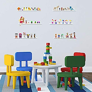 Acrylic Kids Floating Shelves,Adhesive Stickers Window Clear Invisible Bookshelves,Nursery Deco Toy Storage Ledges Wall Drilling Organizer for Bathroom, Girl or Boy Bedroom 13.8" (Clear 2 PCs Set)