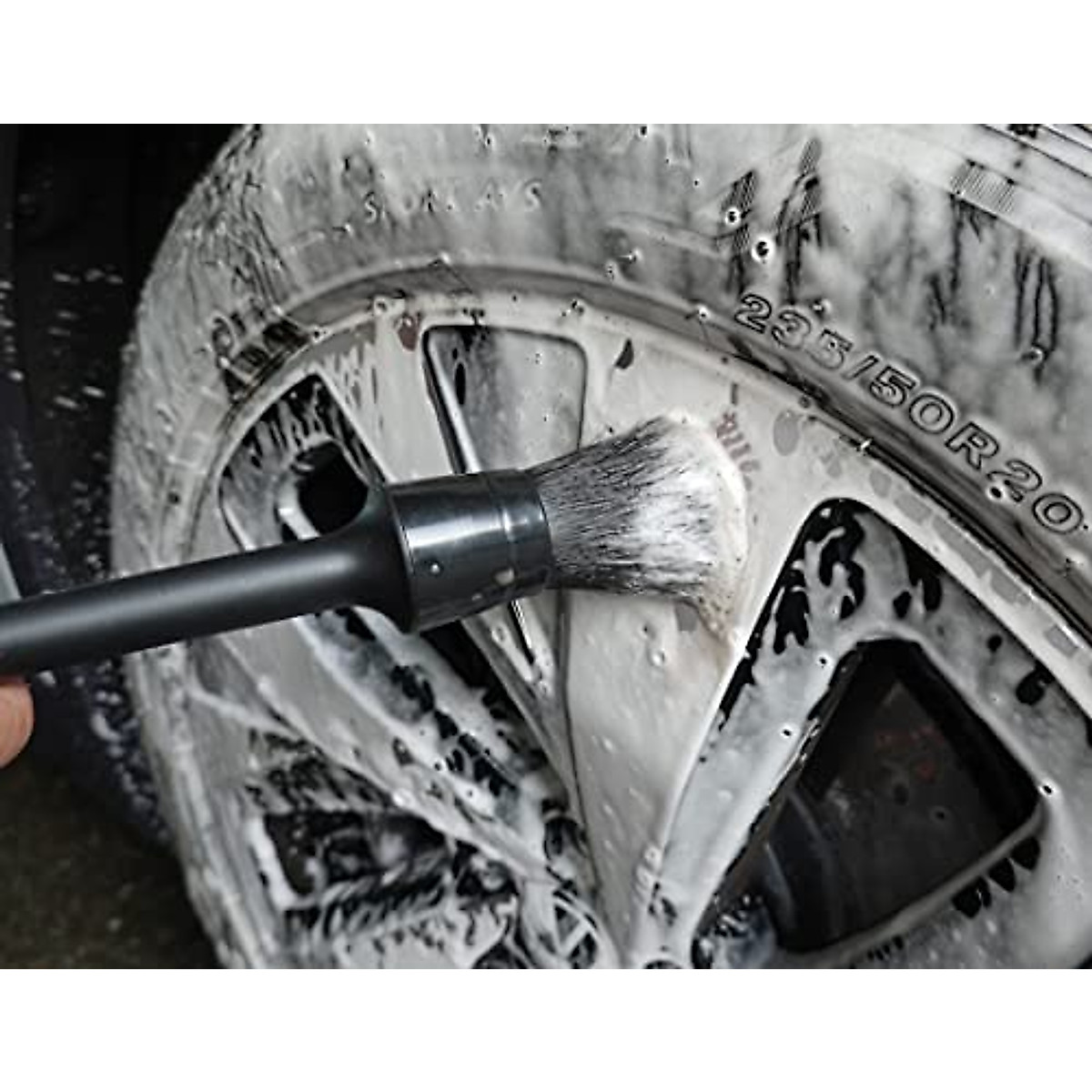 Detail Buddy Natural Boar Premium Heavy Duty Plastic Detailing Brush for Wheels, Interior, Leather, Trim - Set of 3 (Black, Set of 3 - Plastic with Black Boar Hair)