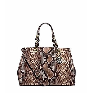 Michael Kors Cynthia MEDIUM Embossed-Leather Satchel DARK KHAKI