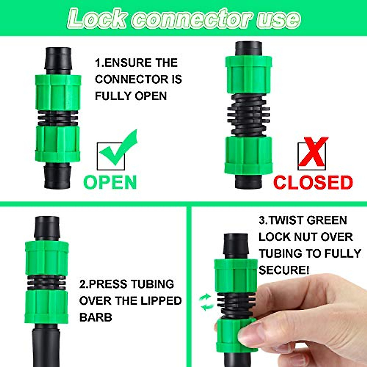 Hotop 12 Pieces Drip Irrigation Coupling, 5/8 Inch Universal Connector Drip Tubing Fittings, Compatible with Most 16-17 mm Drip Tape AG Tubing Drip or Sprinkler Systems (green)
