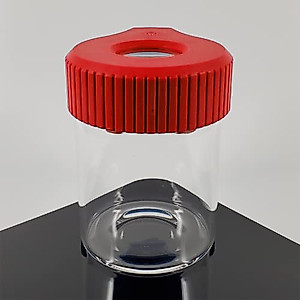 Honeypuff Magnifying Glass Jar with Light, Light-Up LED Transparent Glass Air Tight Storage Jars Magnifying Viewing Jar (Black)