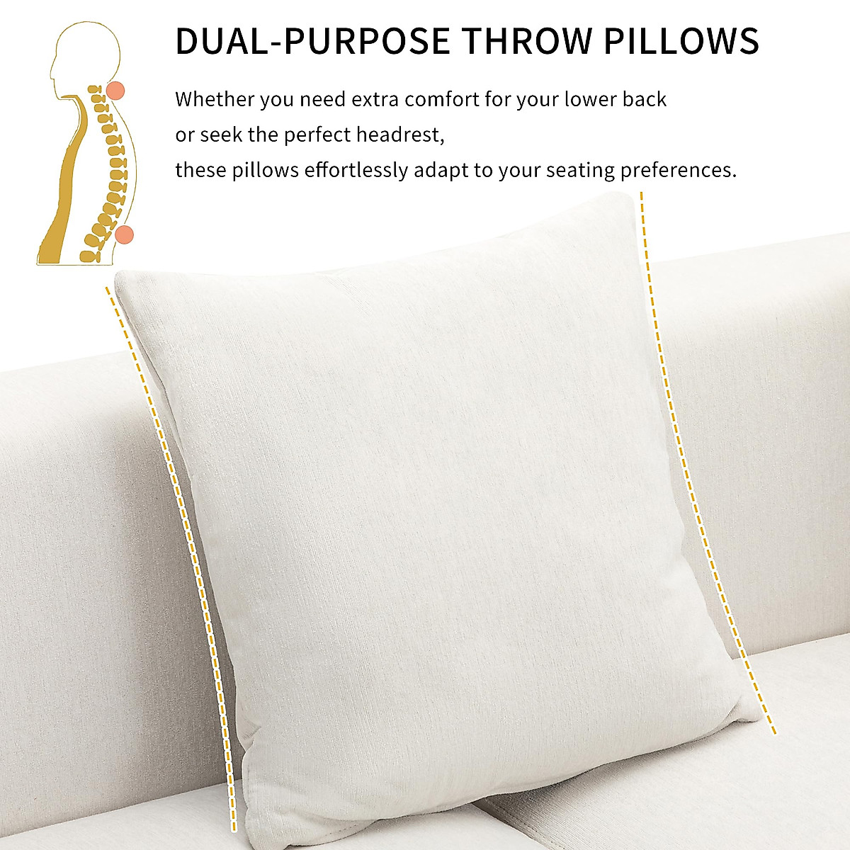 P PURLOVE 110.2 Inch Modern Sectional Sofa Couch,L Shape Chenille Sofa Couch with 2 Pillows,Modern Minimalist Style Couch for Apartment, Living Room,Beige Sofa Sectional