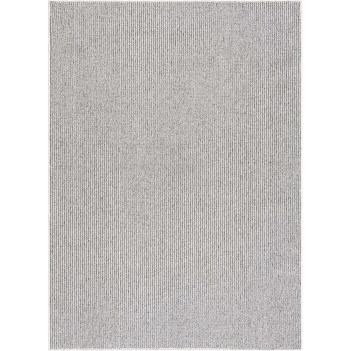 Hauteloom Mayes Living Room, Bedroom Area Rug - Farmhouse Solid Bubble Weave Carpet - Gray, White - 6'7" x 9'