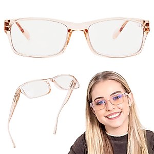 Readerest Blue Light Blocking Reading Glasses (Blush Babe, 1.25 Magnification) Computer Eyeglasses With Thin Reflective Lens, Antiglare, Eye Strain, UV Protection, Stylish For Men And Women