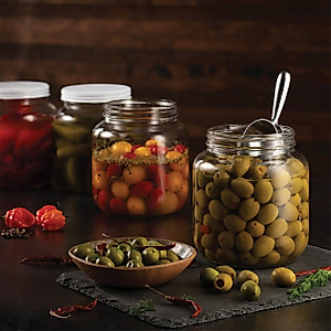 Paksh Novelty Wide Mouth Glass Mason Jar 64 Oz - 4 Pack - Wide Mouth, Airtight Lid, USDA Approved Dishwasher Safe Canning Jar for Fermenting, Sun Tea, Kombucha, Dry Food Storage, Clear